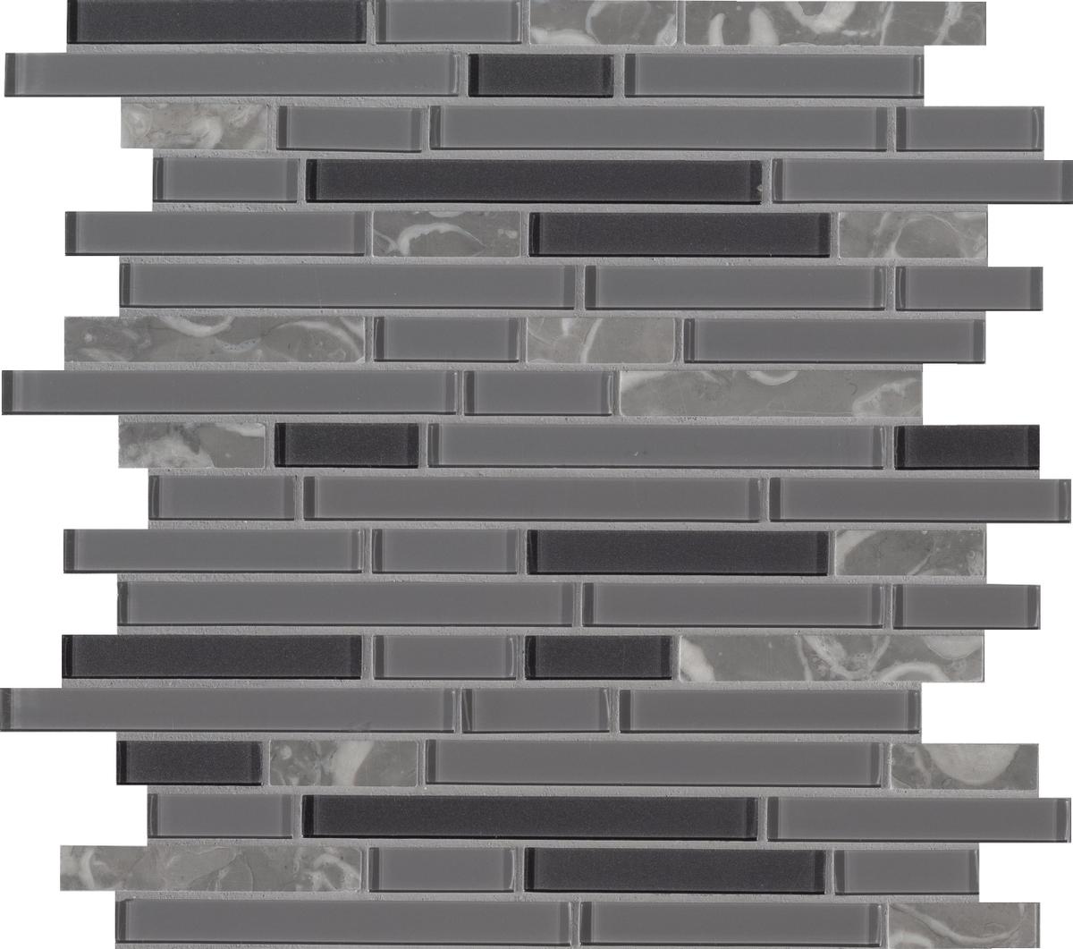 MSI Lorena Grigio Interlocking 12 in. x 12 in. x 4mm Glass Stone Mesh ...