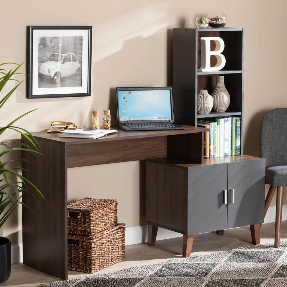 Save 51% • Baxton Studio Jaeger Two-Tone Wood Desk Brown/Dark Gray ...