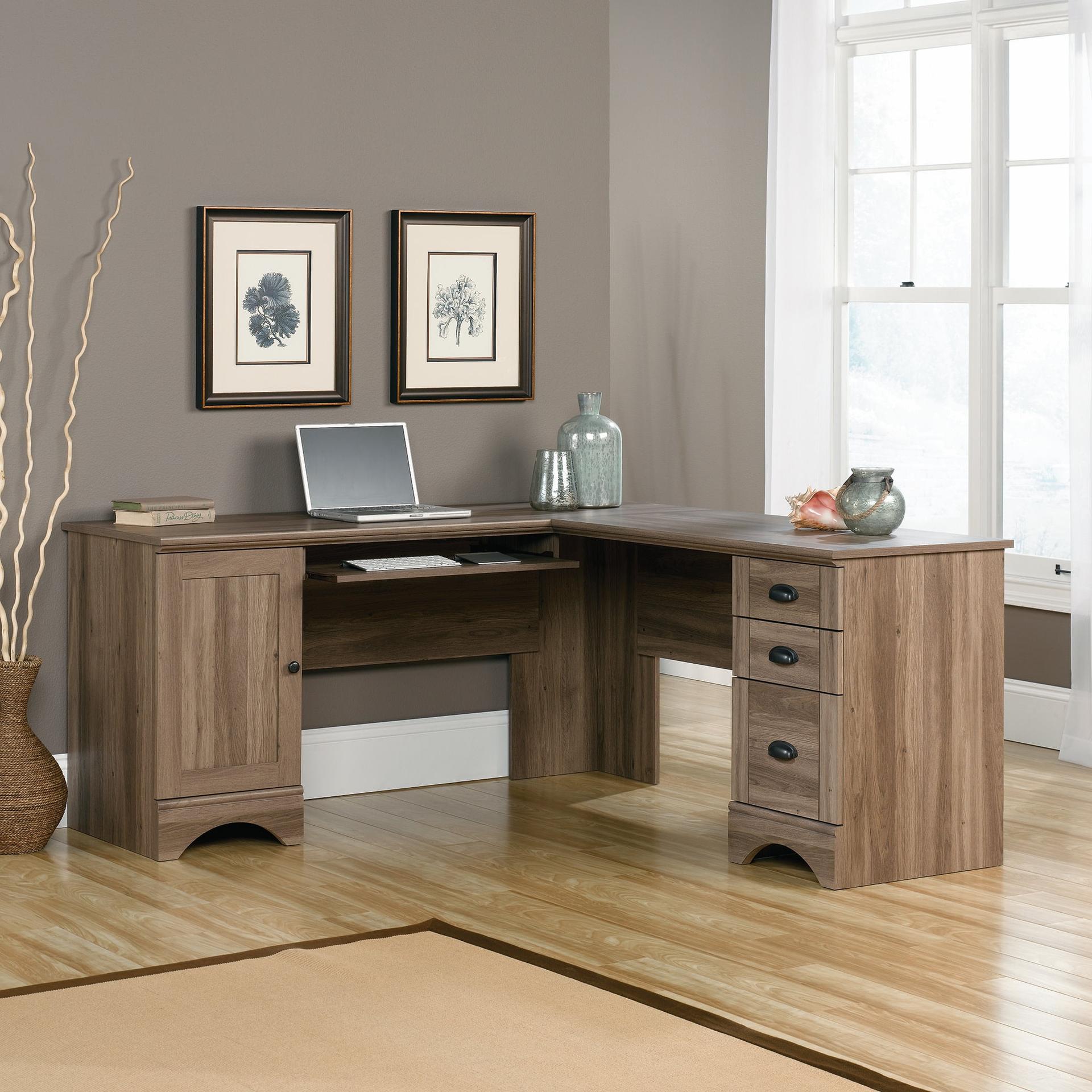 Save $222 • Sauder Harbor View Corner Computer Desk, Salt Oak Finish