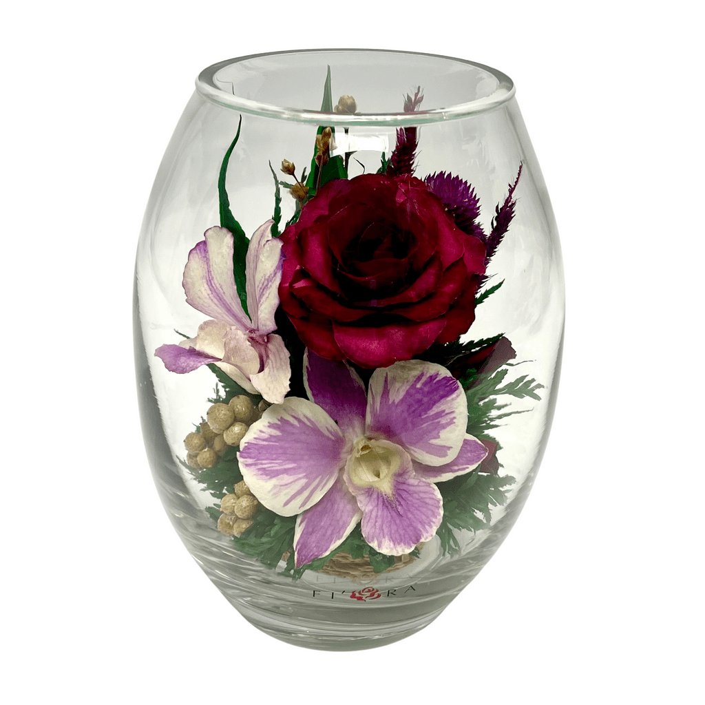 Save 16% • Fiora Flower Long-Lasting Roses and Orchid in a Glass Vase