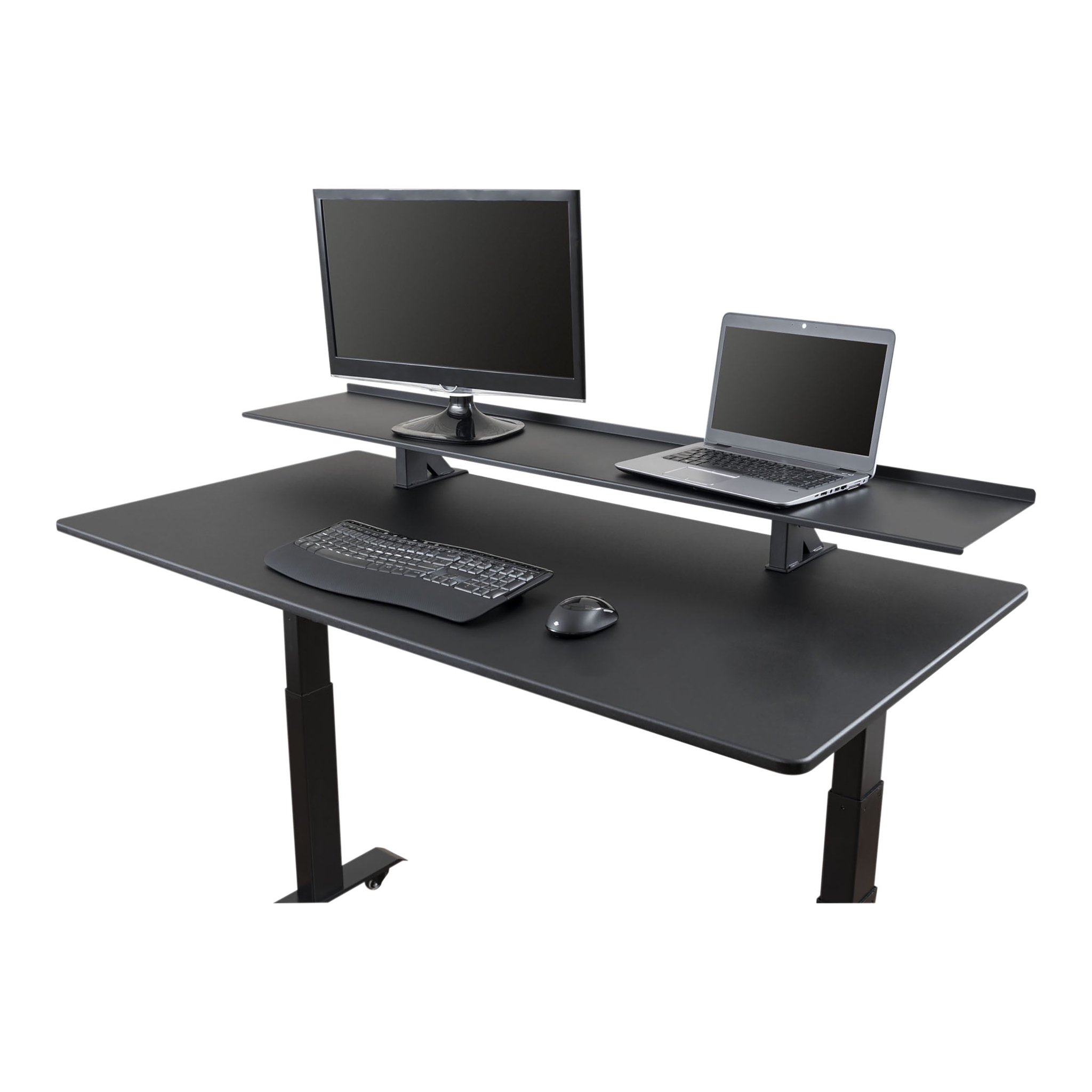 Stand Up Desk Store Clamp-On Adjustable Height Desk Shelf Monitor Stand ...