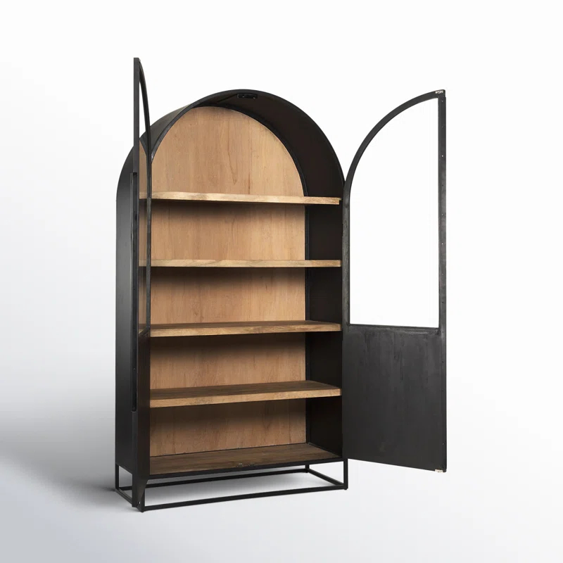 Save 39% • Sloan Black Iron and Dark Mango Wood Arch Cabinet