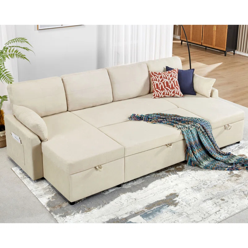 Modern 110 Inch Sofa Bed, Oversized 2 In 1 Pull Out Sleeper Couch With ...