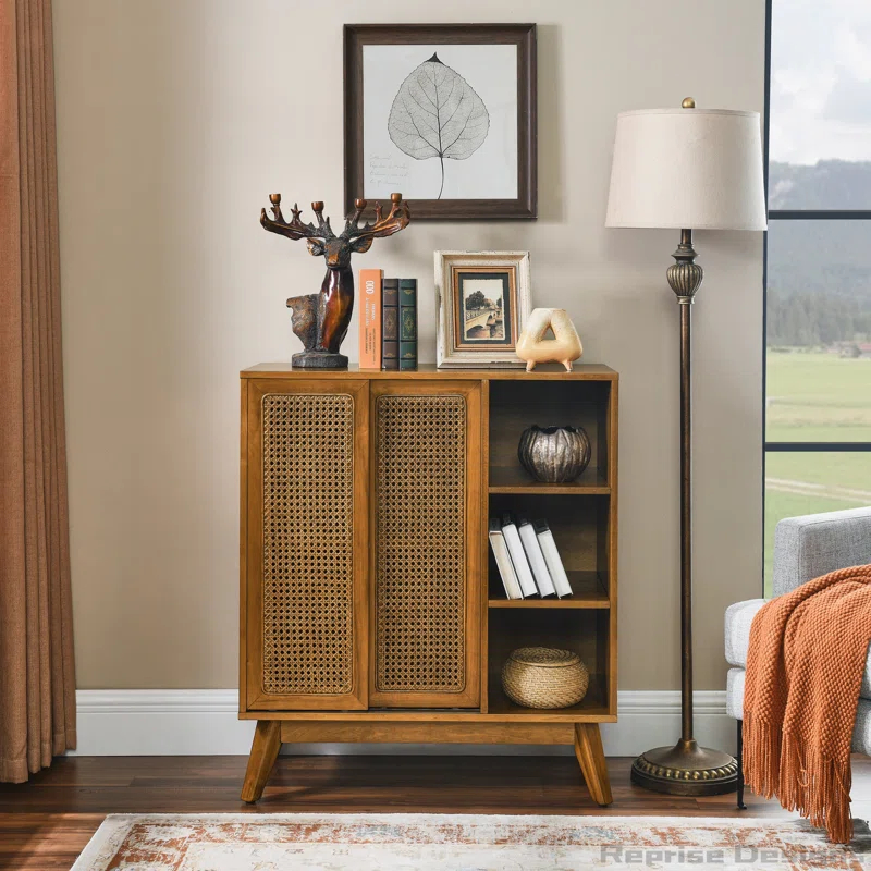 Save 29% • Reprise Designs Rattan Sideboard Cabinet with Solid Wood Feet