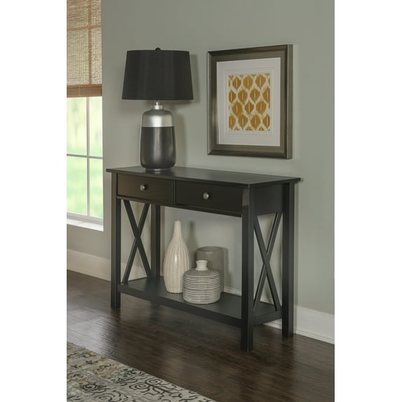 Davis Black Pine Wood Console Table
