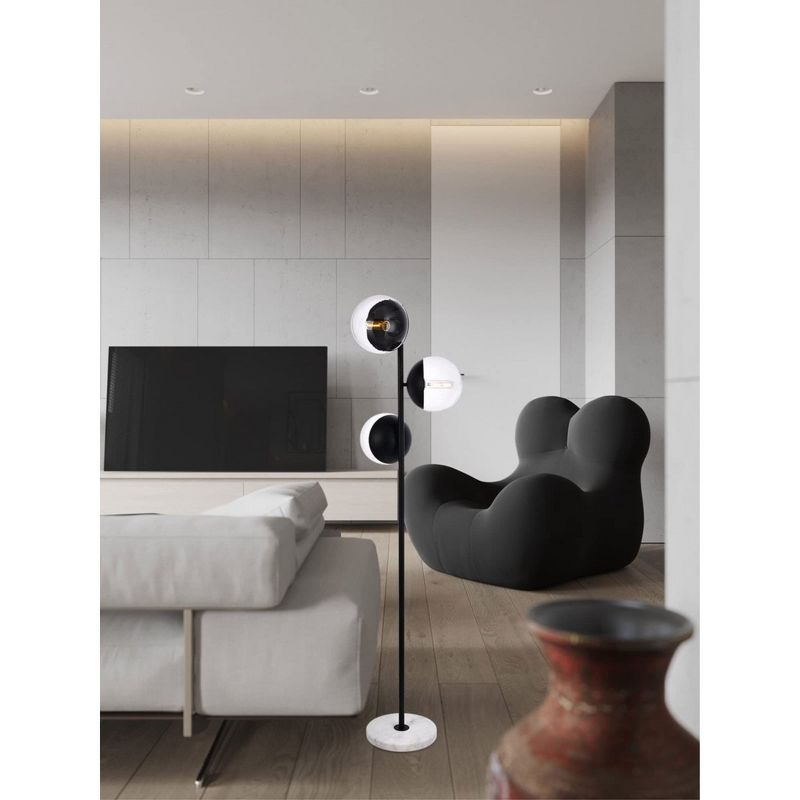 Save $162 • Elegant Lighting Eclipse 3 Lights Black Floor Lamp With Clear Glass