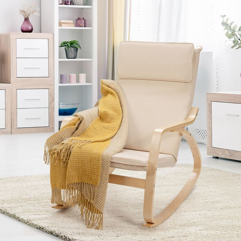 Save 22% • Costway Modern Bentwood Rocking Chair Fabric Upholstered ...