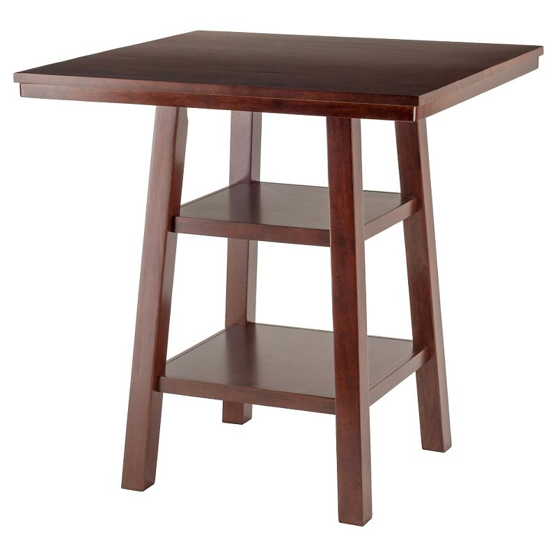 Save $258 • Orlando Square High Table with 2 Shelves Wood/Walnut - Winsome