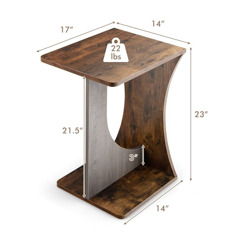 Costway Side Table 2 Tier Sofa Couch Table Compact C-shape End Table Snack Coffee Table