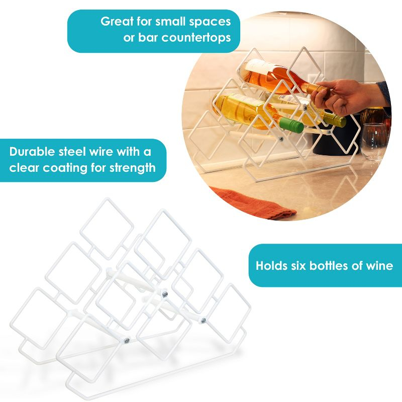 Sunnydaze Modern 6-Bottle Triangular Wine Rack - Indoor Steel Wire ...