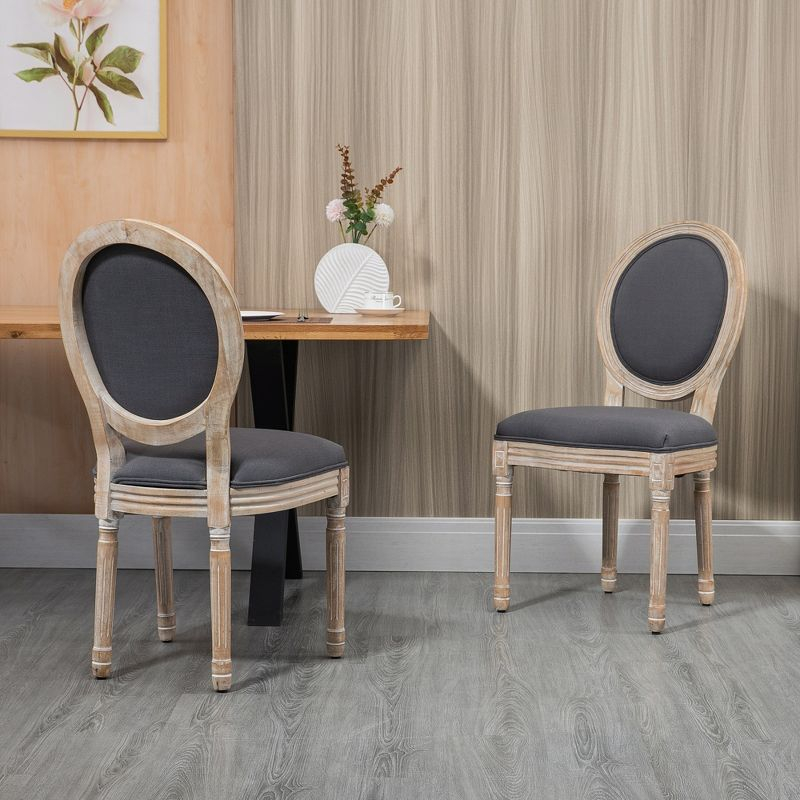 Save 36% • HOMCOM French-Style Upholstered Dining Chairs Set of 2 ...