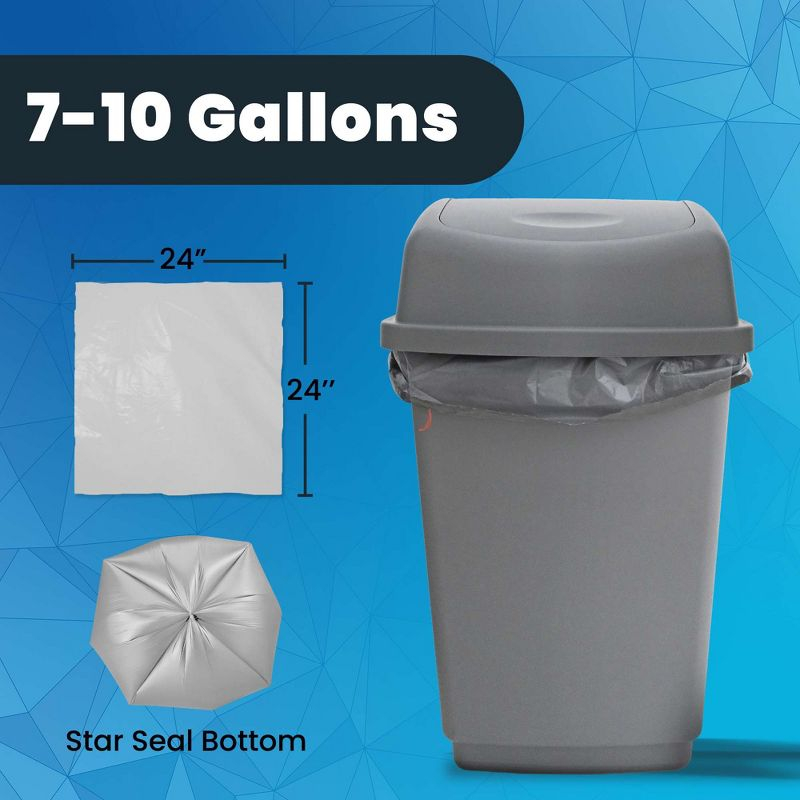 Hand-E Large Trash Can Liners, 200 Count - 7-10 Gallon Garbage Liners ...
