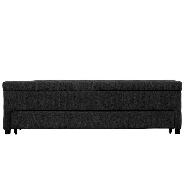 60 Inch Modern Pull Out Storage Bench, Textured Dark Gray Fabric ...