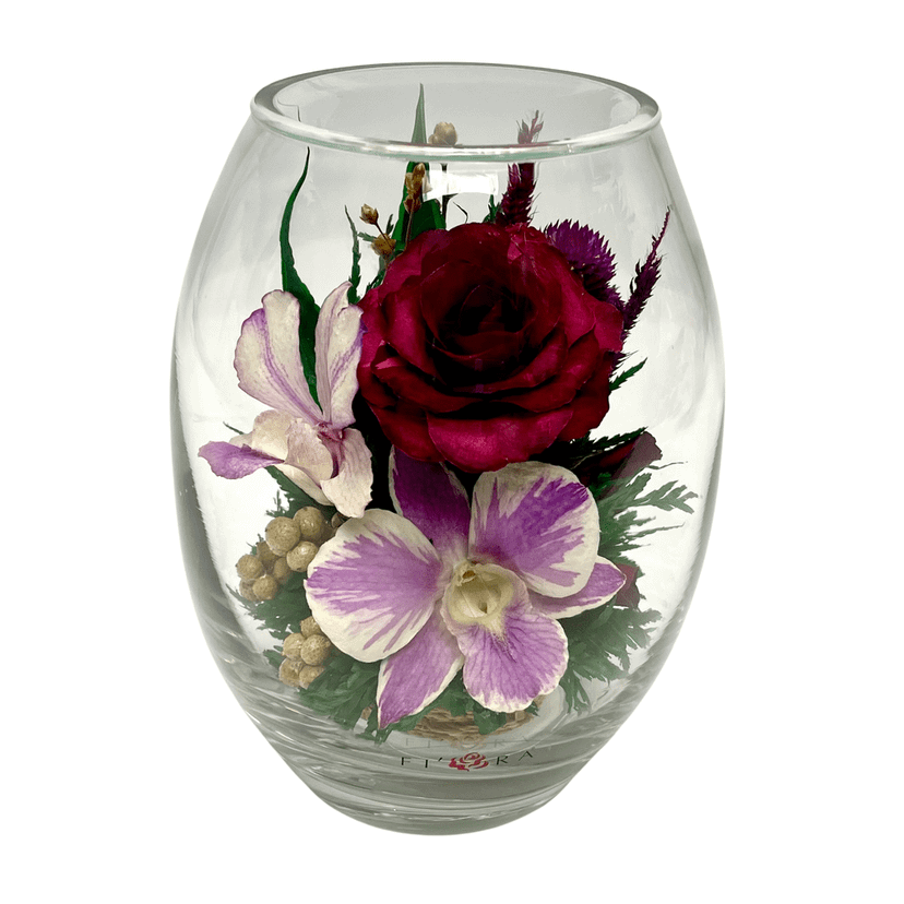 Save 16% • Fiora Flower Long-Lasting Roses and Orchid in a Glass Vase