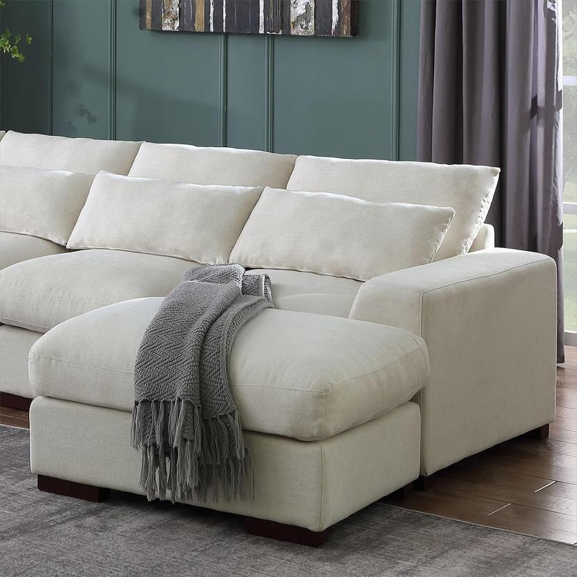 Save $461 • Biaggio Linen Blend Sectional with 2 Ottomans